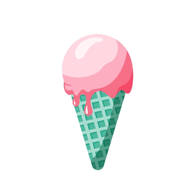 Delightful Strawberry Ice Cream Cone with Waffle Texture | Jiffy Designs