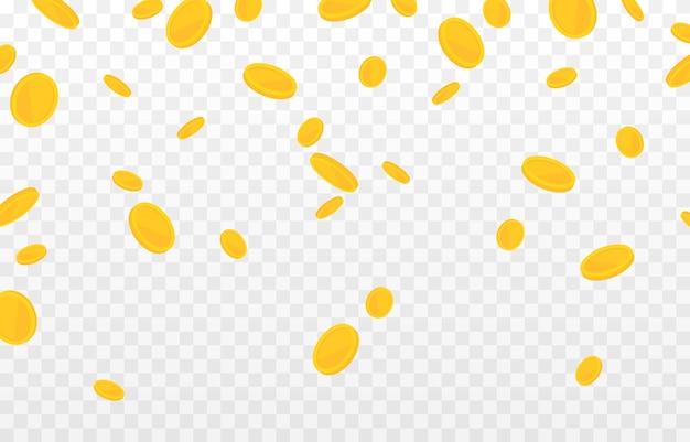Vibrant Cascade of Golden Coins on Transparent Background | Jiffy Designs