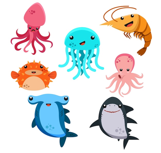 Vibrant Collection of Whimsical Marine Creatures | Jiffy Designs