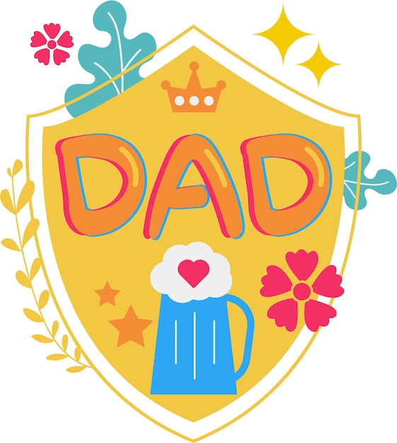 Vibrant Floral Shield Celebrating Dad | Jiffy Designs