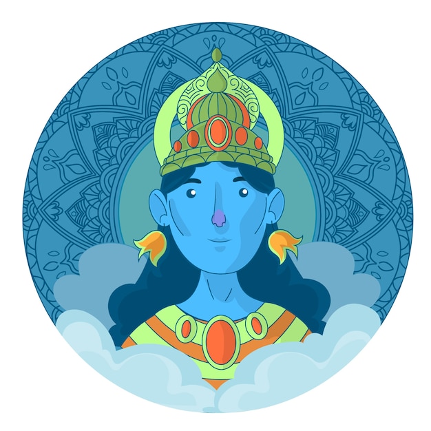 Vibrant Illustration of Hindu Deity Krishna in Blue Hues | Jiffy Designs