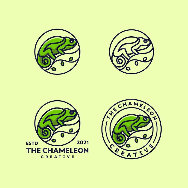 Stylized Chameleon Logos with Intricate Swirling Patterns | Jiffy Designs