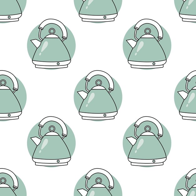 Elegant Retro Electric Kettle Pattern in Soft Mint Hues | Jiffy Designs