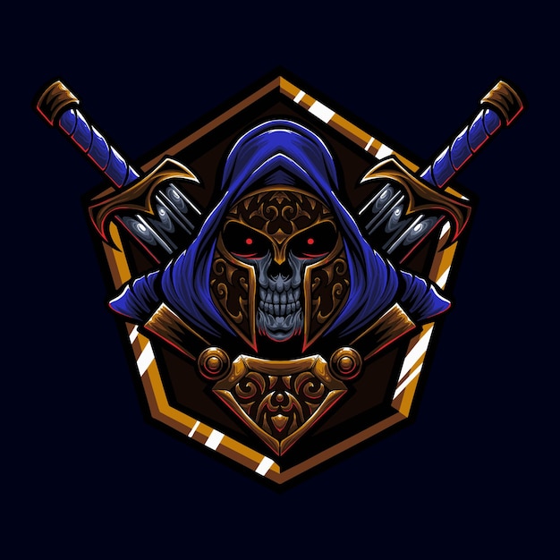 Menacing Reaper Emblem with Crossed Swords | Jiffy Designs