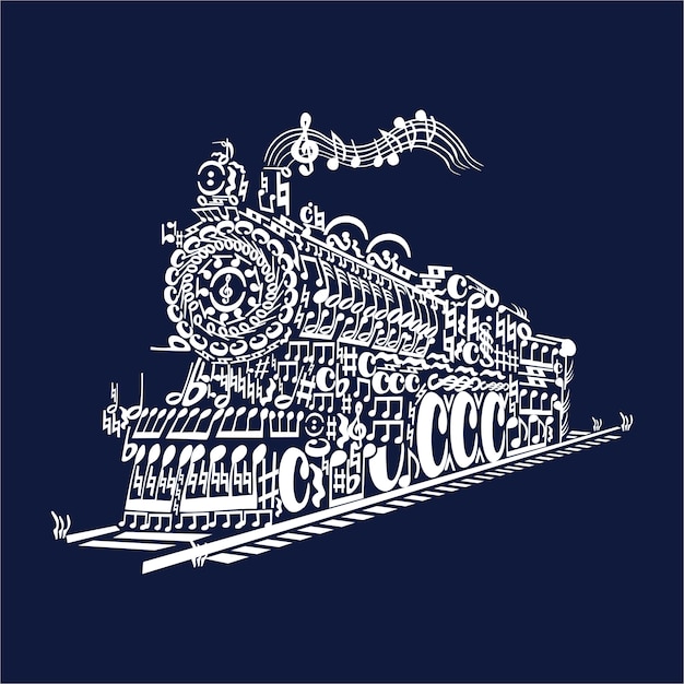 Whimsical Train of Musical Notes Gliding Through the Night | Jiffy Designs