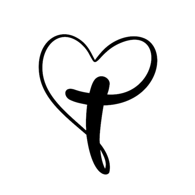 Minimalist Heart-Shaped Silhouette with Elegant Cursive Flourish ...