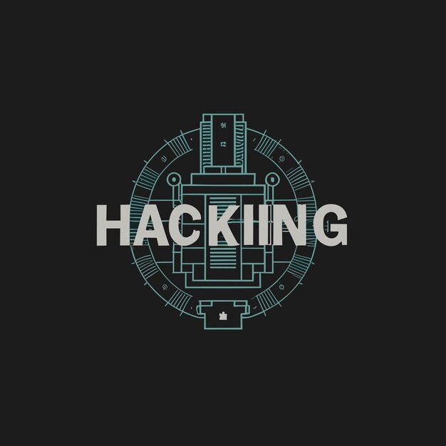 Futuristic Hacking Emblem with Glowing Digital Elements | Jiffy Designs
