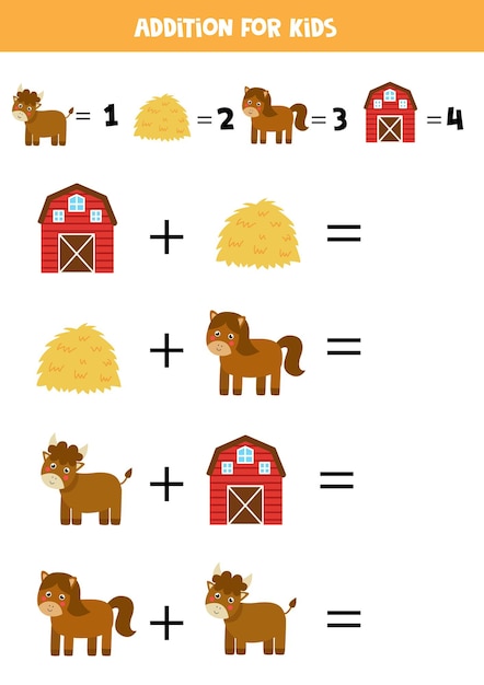 Adorable Farm-Themed Addition Exercises for Young Learners | Jiffy Designs