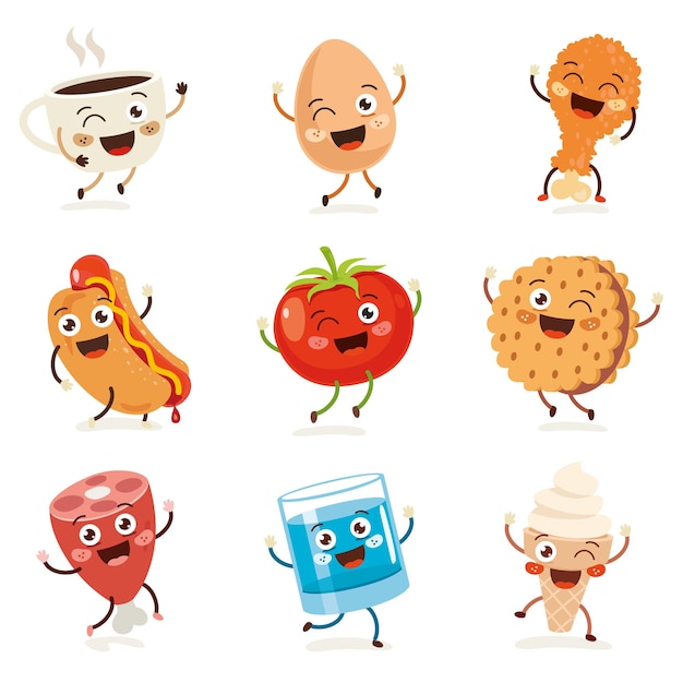 Delightful Collection of Cheerful Illustrated Food Characters | Jiffy ...