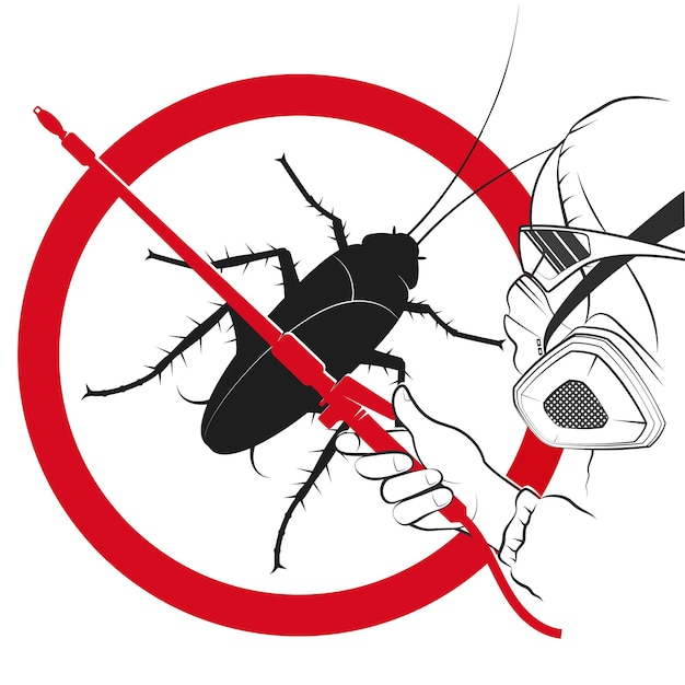 Insect Extermination Illustration with Spray Can and Warning Sign ...