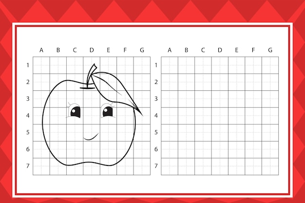 Charming Cartoon Apple on Graph Paper Template | Jiffy Designs