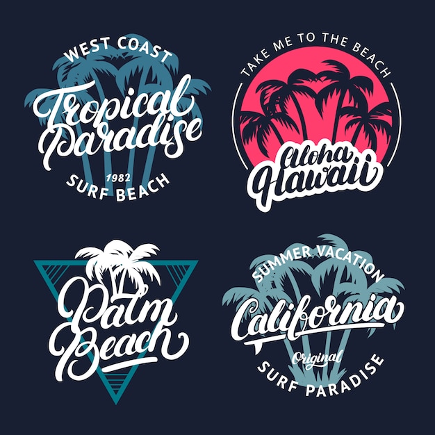 Vibrant Tropical Beach Logos with Palm Trees and Surf Themes | Jiffy ...