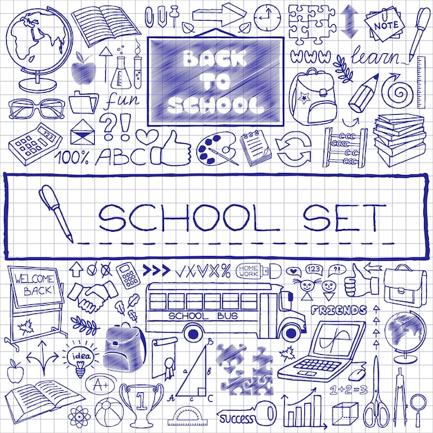 Vibrant Doodles of School Supplies and Stationery | Jiffy Designs