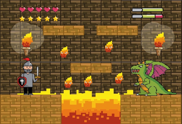 Brave Knight Battles Fiery Dragon in Dungeon Adventure | Jiffy Designs