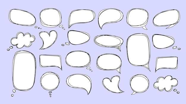 Whimsical Conversation Bubbles and Thought Shapes in Sketchy Style ...