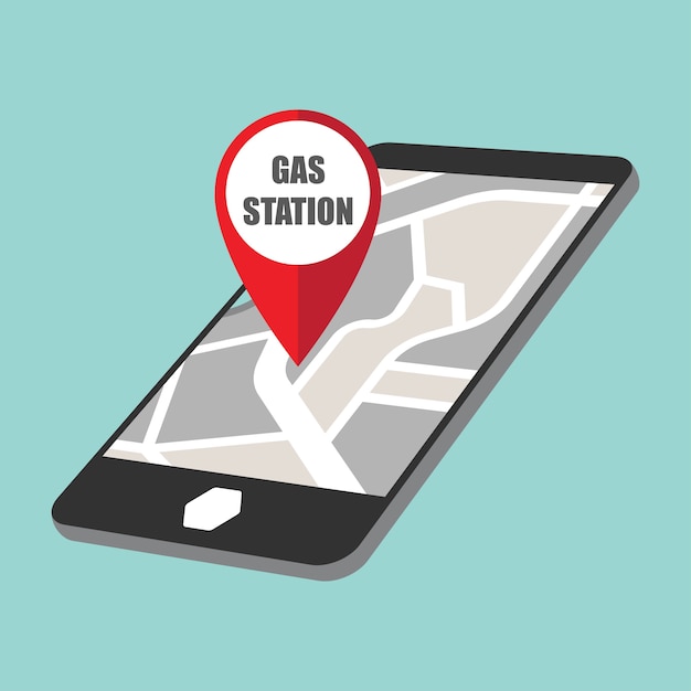 Smartphone map displaying nearby gas station location | Jiffy Designs