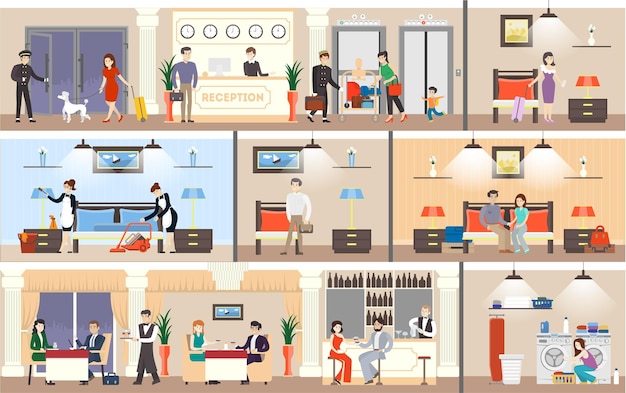 Vibrant Collection of Diverse Office Scenes and Workplace Activities ...