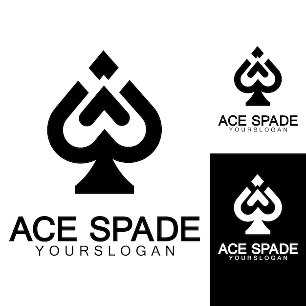Iconic Ace Spade Logos in Striking Black and White | Jiffy Designs