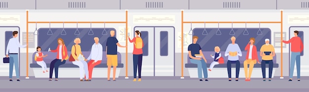 Diverse Commuters Riding the Subway Train | Jiffy Designs