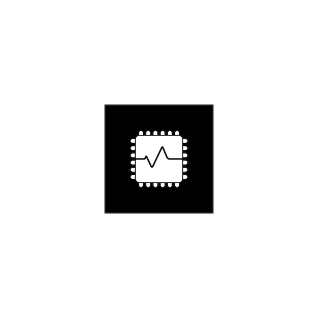 Minimalist Microchip Graphic with Heartbeat Waveform | Jiffy Designs
