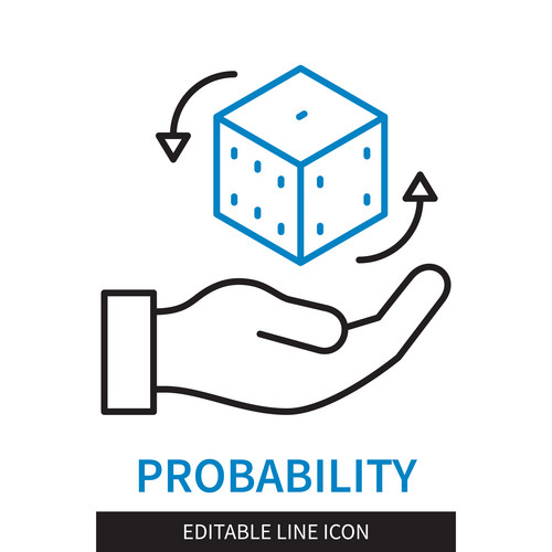 Editable Line Probability Outline Icon. The Hand Rolls The Dice ...