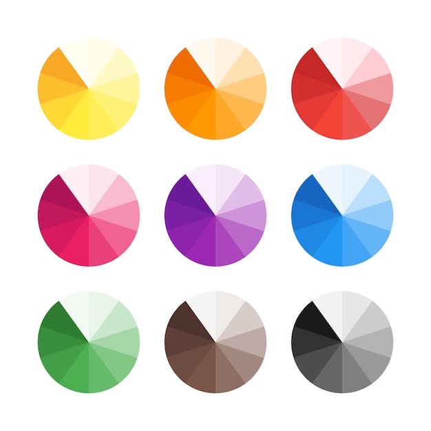 Vibrant Color Wheel Pie Charts Showcasing Spectrum Hues | Jiffy Designs