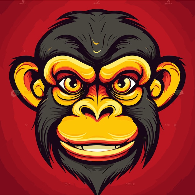Vibrant Cheeky Chimpanzee Face Illustration | Jiffy Designs