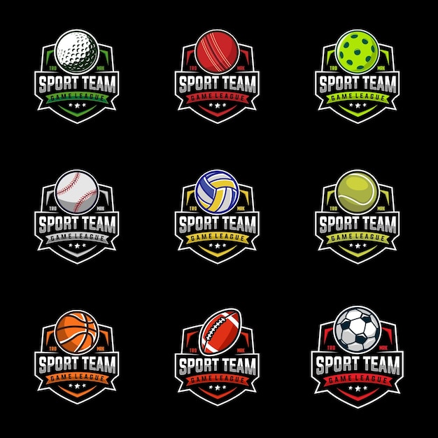 Vibrant Sport Team Emblem Collection on Black Background | Jiffy Designs