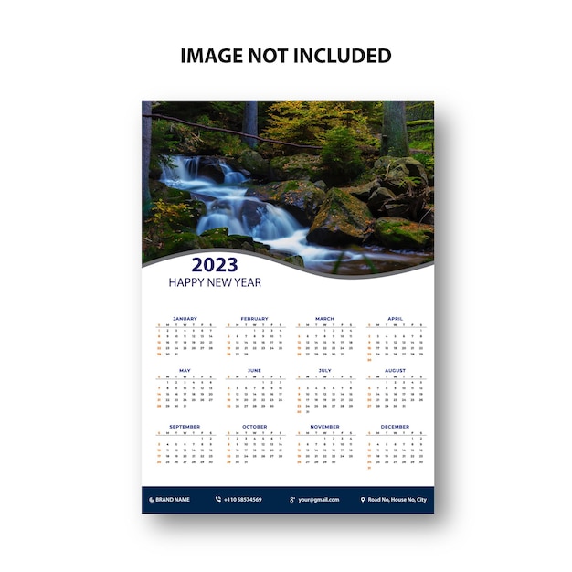 Serene Waterfall Cascading Through Lush Green Foliage 2023 Calendar ...