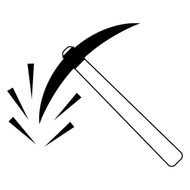 Minimalist Pickaxe Silhouette with Striking Sparks | Jiffy Designs
