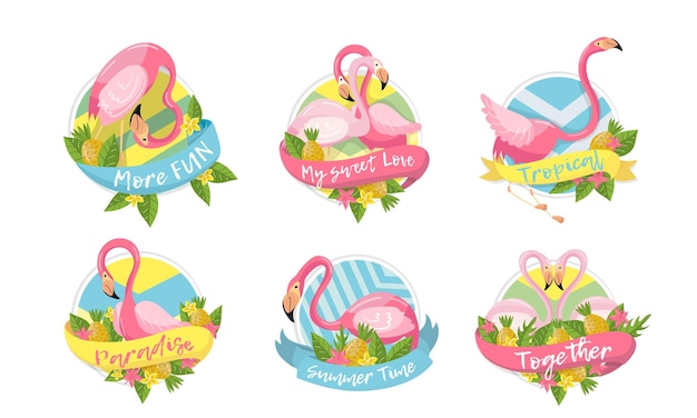 Vibrant Flamingo Graphic Emblem Collection with Tropical Flair | Jiffy ...