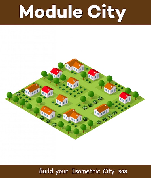 Vibrant Isometric Village with Diverse Residential Structures | Jiffy ...