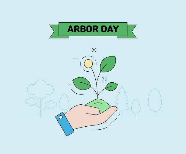 Arbor Day Celebration Illustration with Nature Elements | Jiffy Designs