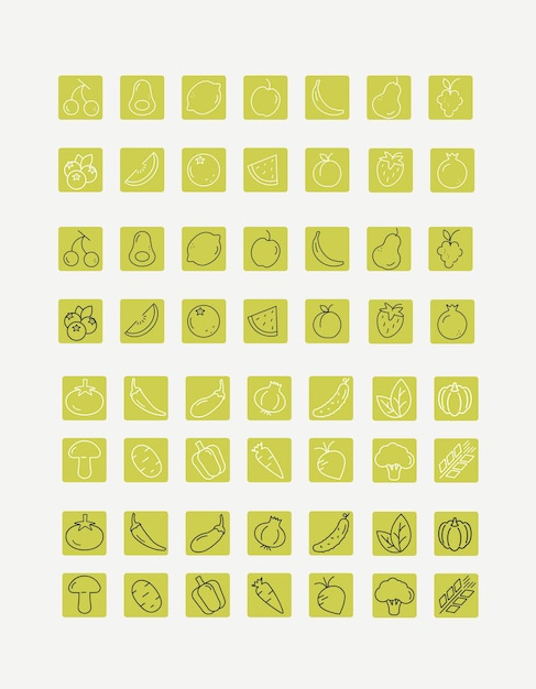 Vibrant Fruit and Vegetable Icons: A Lush Visual Feast | Jiffy Designs