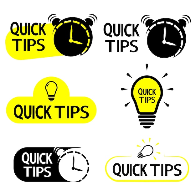 Assortment of Stylish Quick Tip Icons with Clocks and Lightbulbs ...