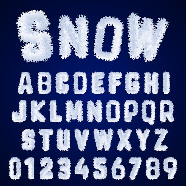 Snowy Winter Wonderland Typography with Icy Alphabet and Numbers ...