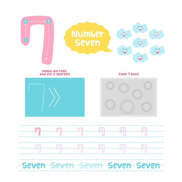 Vibrant Collection of Number Seven Themed Elements | Jiffy Designs
