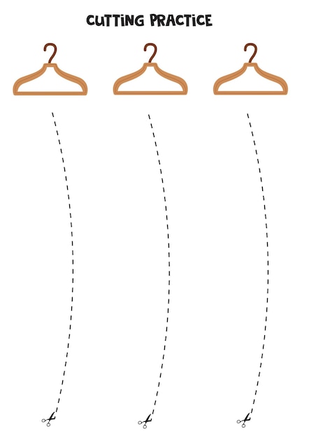 Minimalist Clothes Hanger Cutting Practice Worksheet | Jiffy Designs