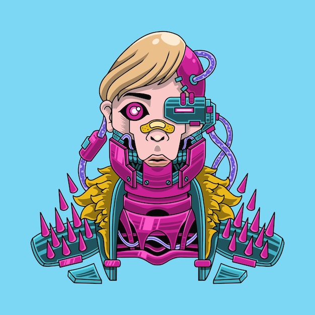 Futuristic Cyborg Warrior with Robotic Arms and Accessories | Jiffy Designs