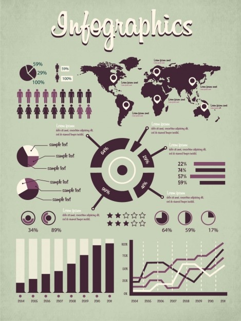 Infographic Illustration with Global Statistics and Data Visualizations ...