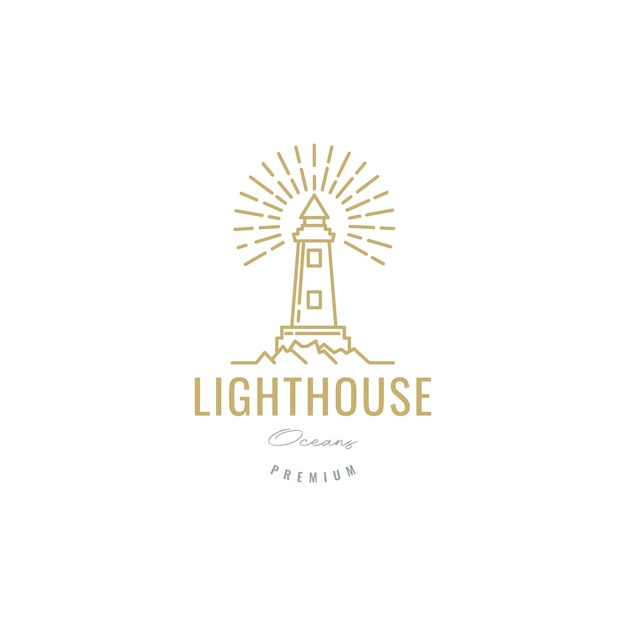 Radiant Lighthouse Emblem with Shining Sunburst | Jiffy Designs