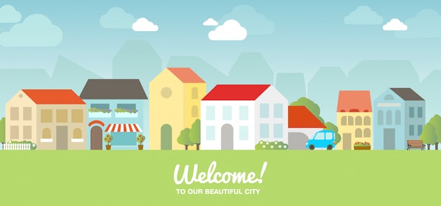 Charming Cityscape with Vibrant Homes and Welcoming Atmosphere | Jiffy ...