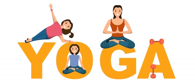 Vibrant Yoga Poses Spell Out 'Yoga' with Diverse Practitioners | Jiffy ...