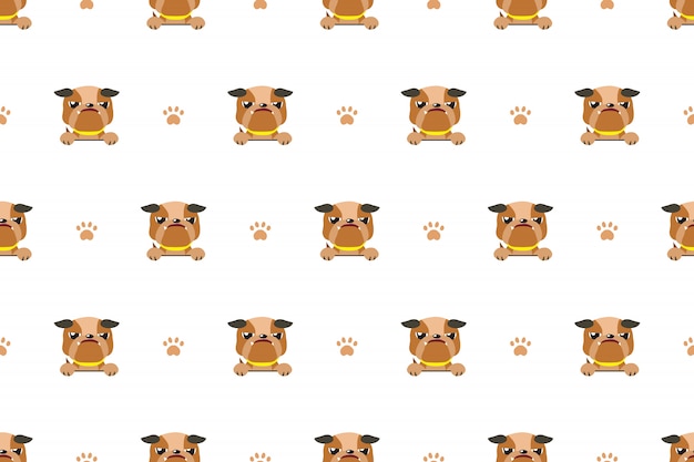 Adorable Pug Puppy Pattern with Paw Prints Seamless Repeat | Jiffy Designs