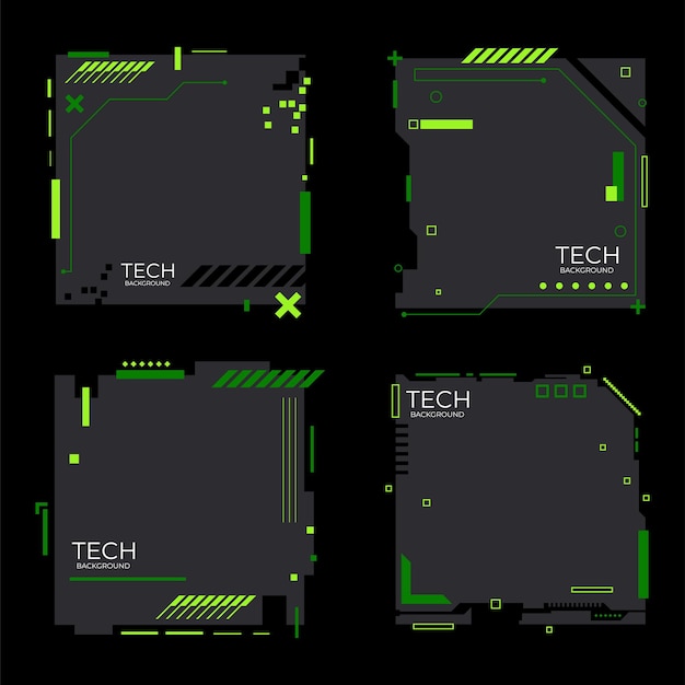Futuristic Tech Frames with Neon Green Accents and Patterns | Jiffy Designs