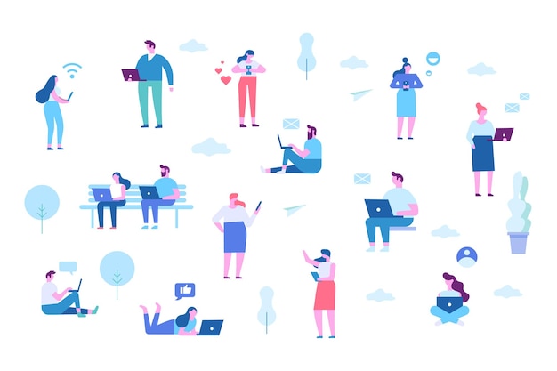 Diverse People Engaging with Technology in Everyday Scenes | Jiffy Designs