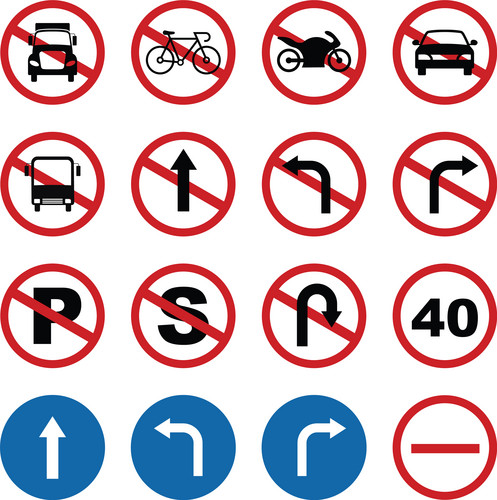 Traffic Road Icon Signs Set Isolated On The White. Vector Illustration ...