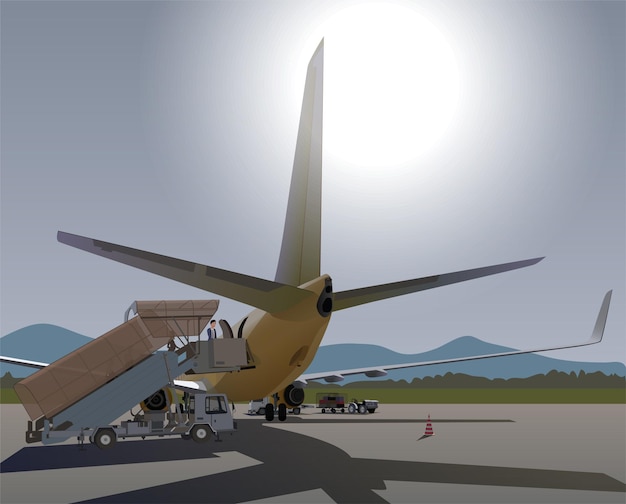 Sleek Passenger Jet Awaiting Takeoff on Sunny Tarmac | Jiffy Designs