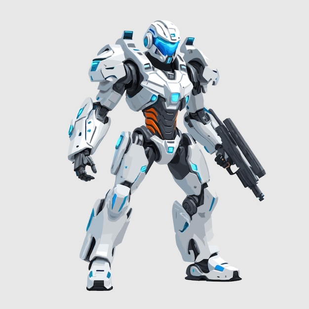Sleek and Powerful Mech Warrior in Striking Monochrome Hues | Jiffy Designs