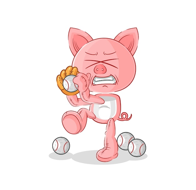 Adorable Piglet Pitcher Playfully Tossing Baseball | Jiffy Designs